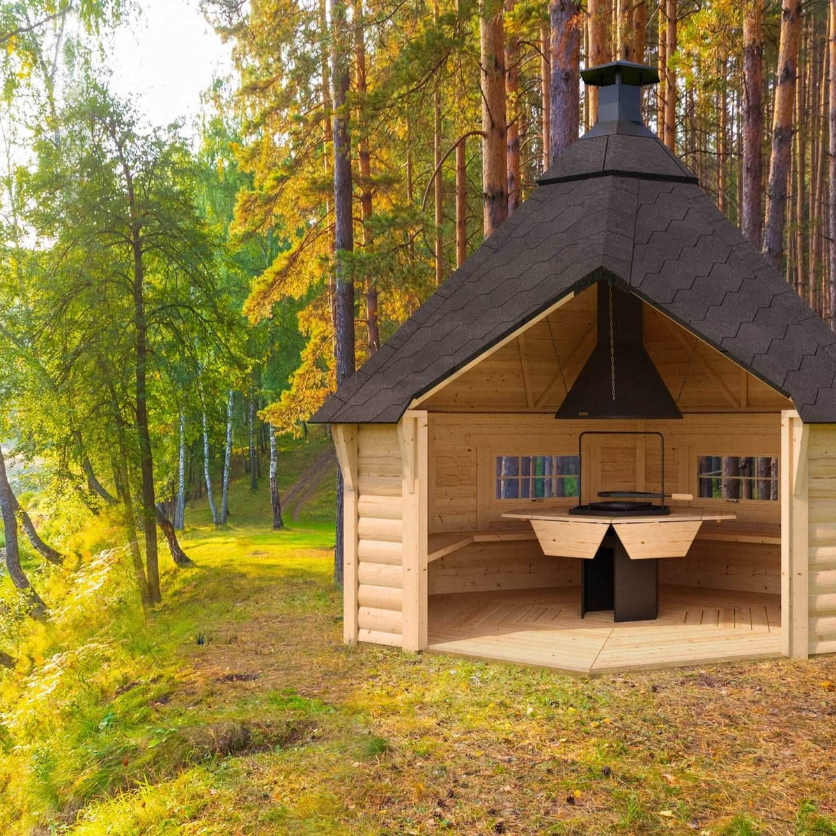 Open BBQ Hut Grill Cabin 9m2 - ELSA – Northern Log Cabins